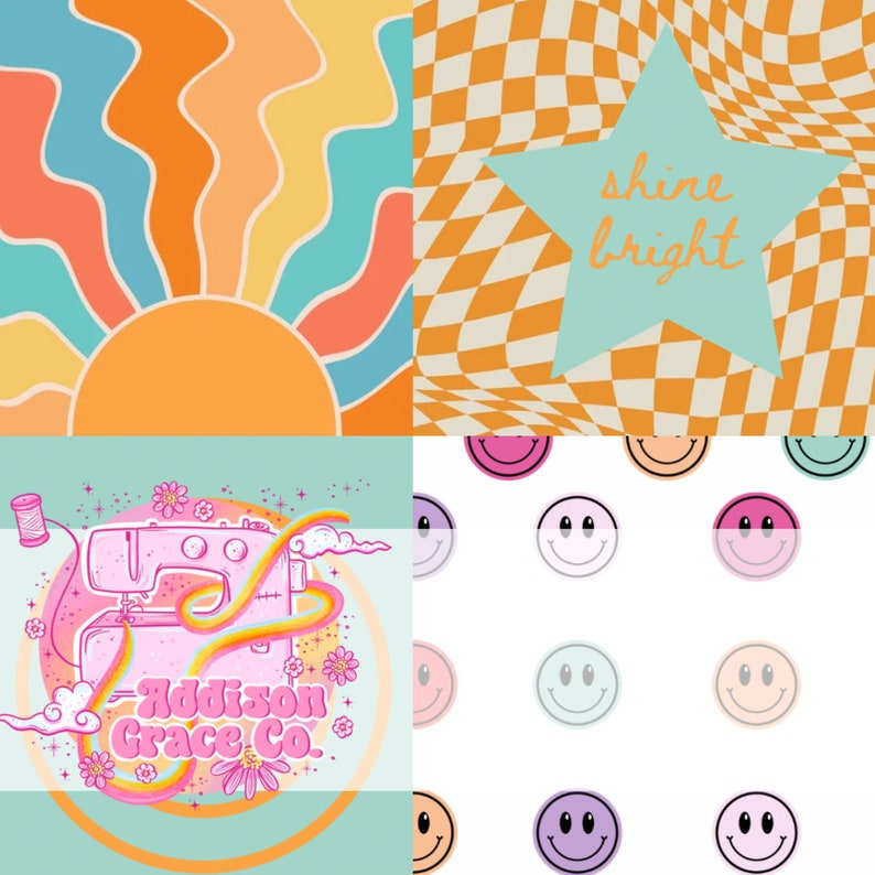 Shine Bright Smiley Faces Seamless File - Etsy