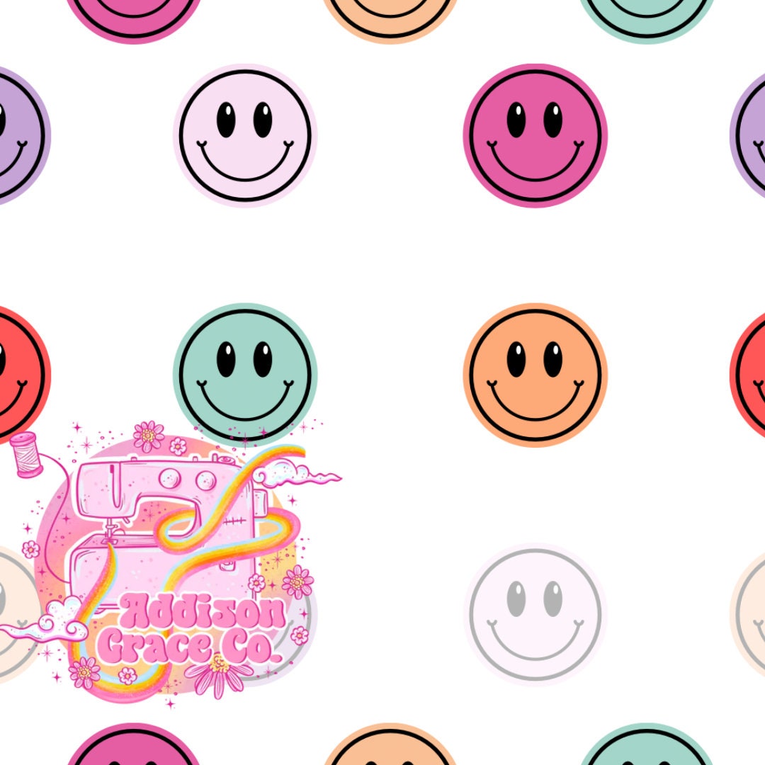 Colorful Rainbow Smiley Faces Seamless File - Etsy