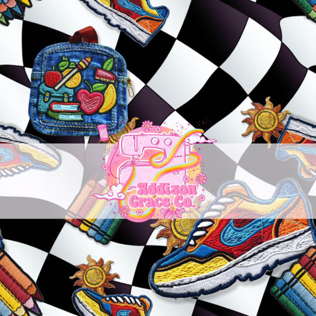 Back to School Shoes Kicks Checkers Seamless Design by Addison Grace Co ...