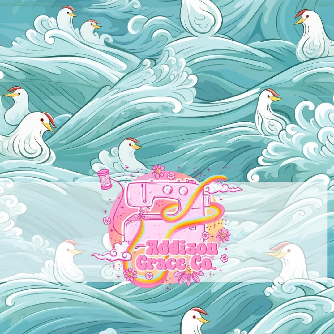 Chickens Surfing Seamless Design by Addison Grace Co - Etsy