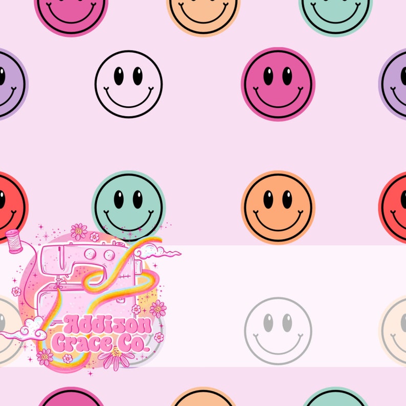 Pink Colorful Rainbow Smiley Faces Seamless File - Etsy