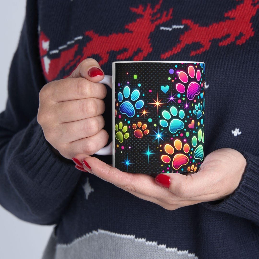 Colorful Paw Print Ceramic Mug, Gift for Pet Lovers - Etsy