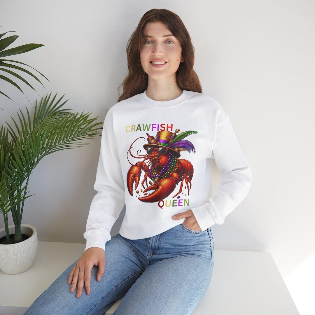 Crawfish Queen Sweatshirt, Mardi Gras Jumper, Seafood Lover Gift ...