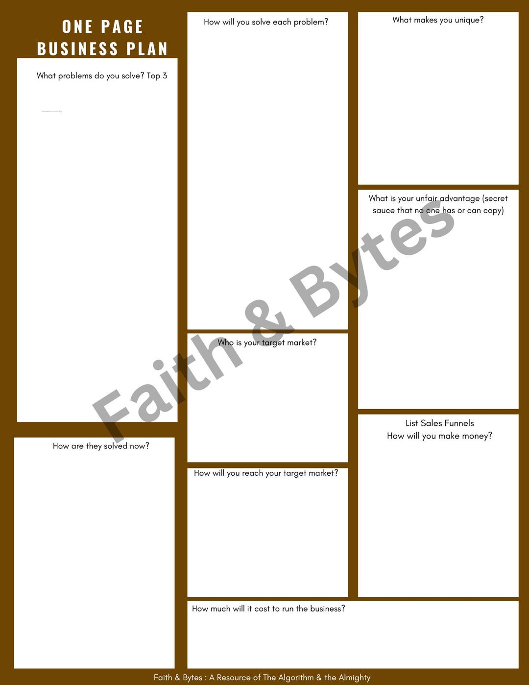 One Page Business Plan - Etsy