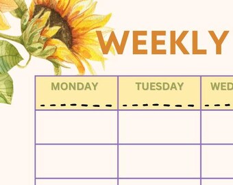 Sunflower Weekly Planner Printable - Etsy