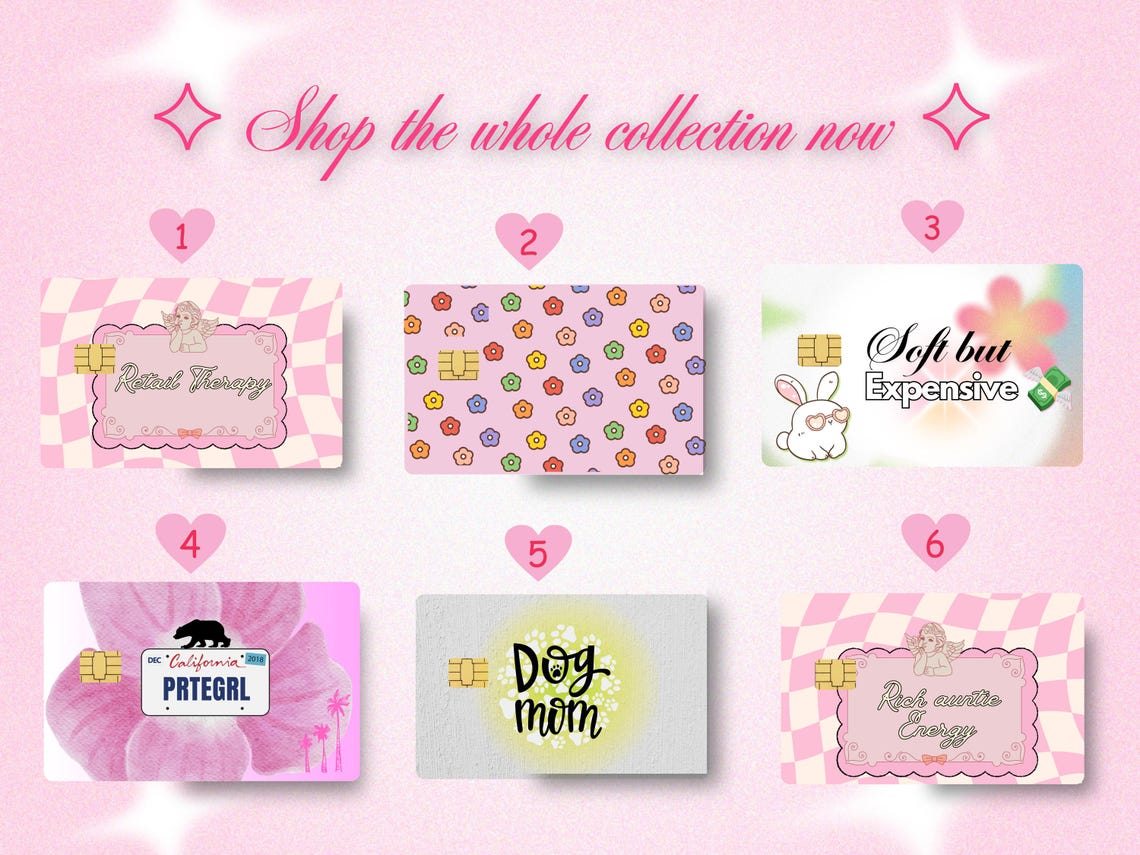 Aesthetic Credit Card Decal Set – 6 Designs | Vinyl Protective Skins ...