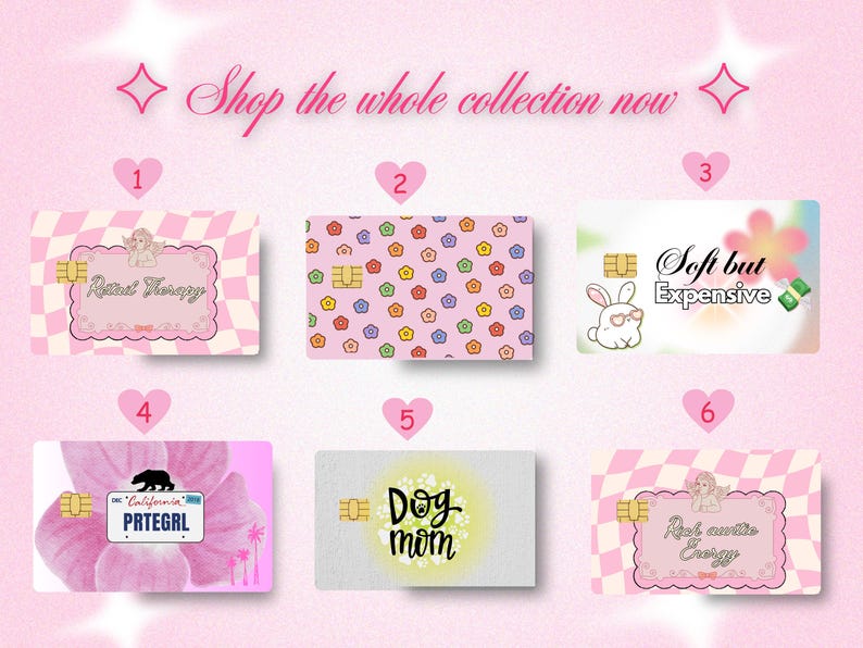Aesthetic Credit Card Decal Set – 6 Designs | Vinyl Protective Skins ...