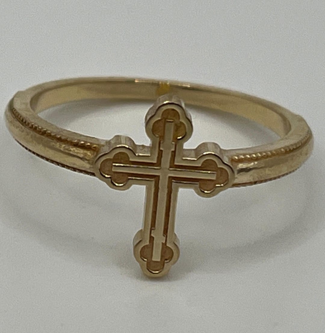 14K Gold Ladies Orthodox Cross Ring - Etsy