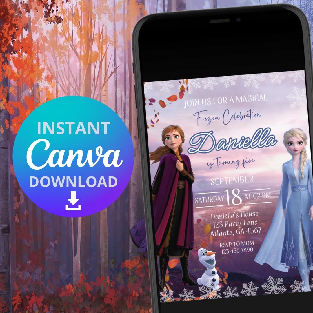 Editable Invitation Card Template Frozen - Etsy