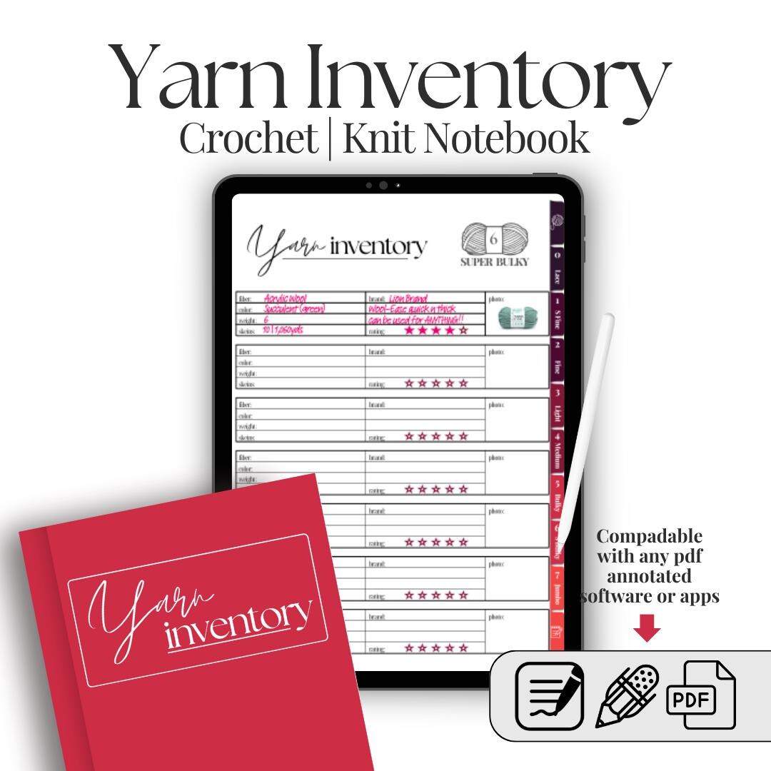Digital Yarn Inventory Journal | Hyperlinked PDF Yarn Organizer for ...