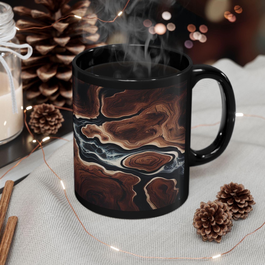 Rustic Faux Wood Mug With Epoxy-look Design | Cozy Nature-inspired ...
