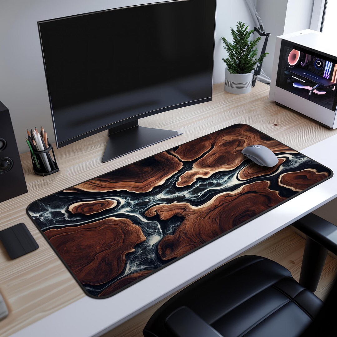 Wood Epoxy Resin Printed Desk Mat & Mouse Pad | Unique Rustic Wood ...