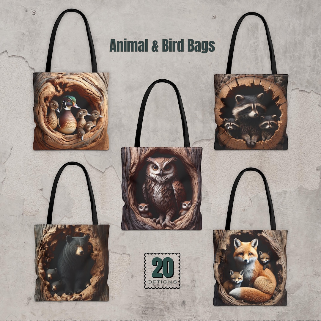 Animal & Bird Bag Collection - Rustic Woodland Totes | Eco Friendly ...