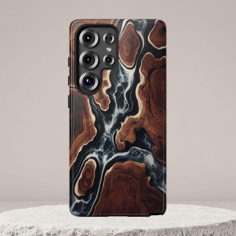 Samsung Galaxy Phone Case – Faux Wood & Epoxy Resin Design | S25 S24 ...
