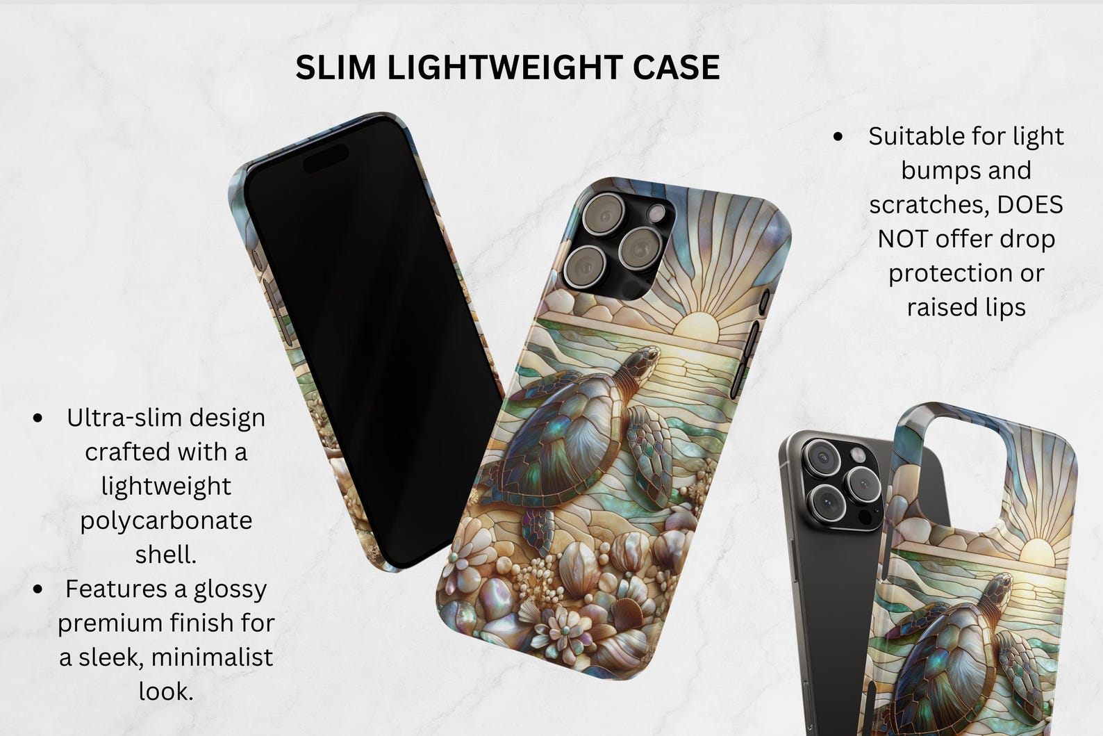 Samsung Phone Case With Sea Turtle Stained Glass Design - S25, S23, S22 ...