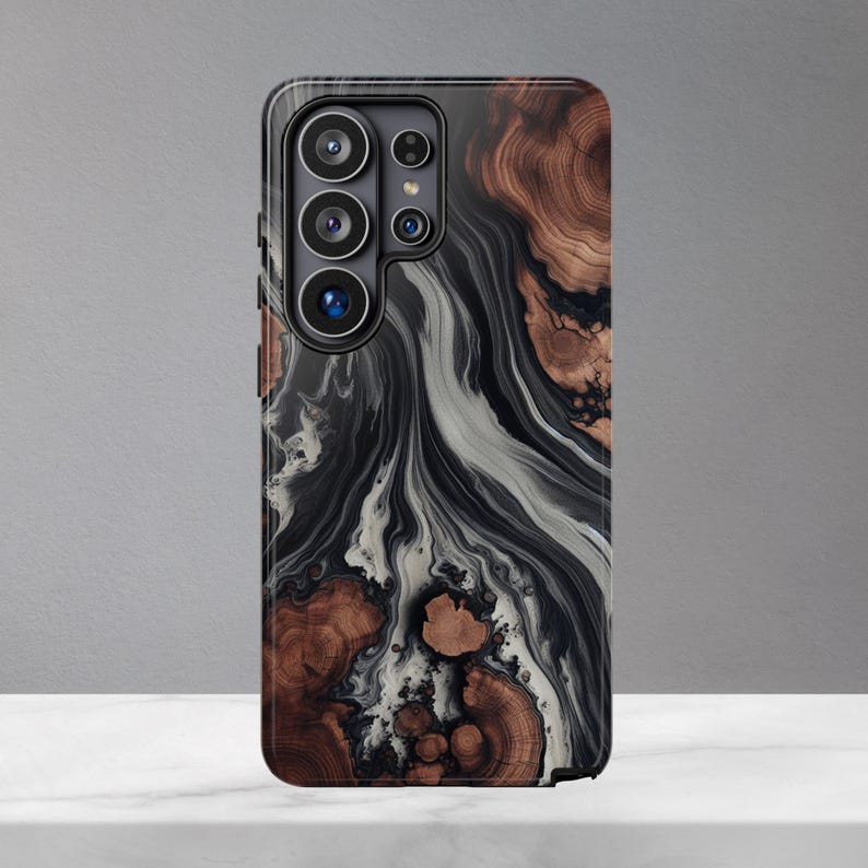 Samsung Galaxy Phone Case - Faux Wood and Epoxy Resin, S26, S25, S24 ...