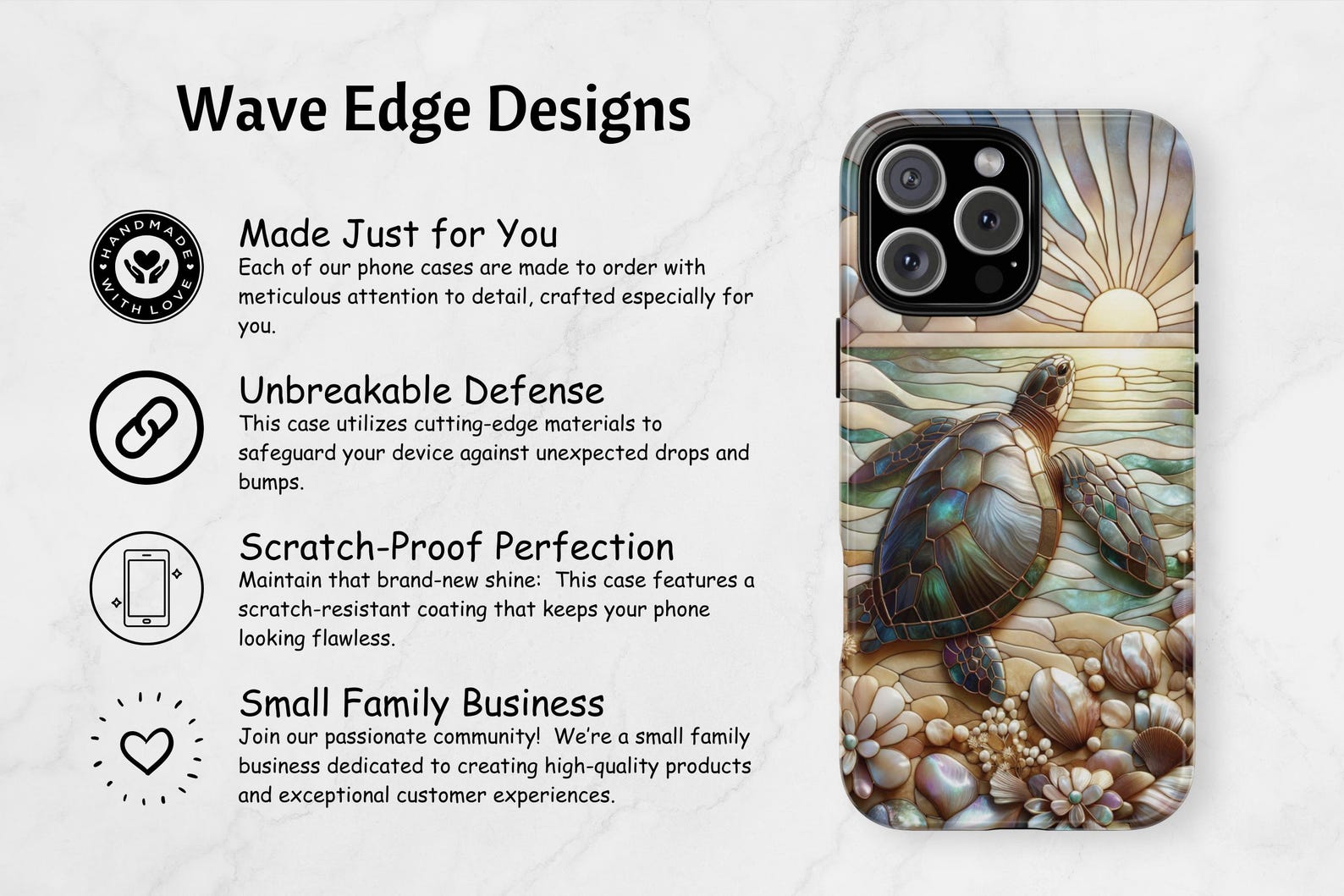 Samsung Phone Case With Sea Turtle Stained Glass Design - S25, S23, S22 ...
