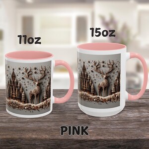 Rustic Deer Woodland Mug, Faux Carved Wood Forest Design, Cozy Gift for ...