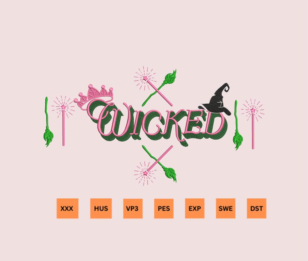 Wicked Logo Embroidery Design, Machine Embroidery Files, Elphaba Glinda ...