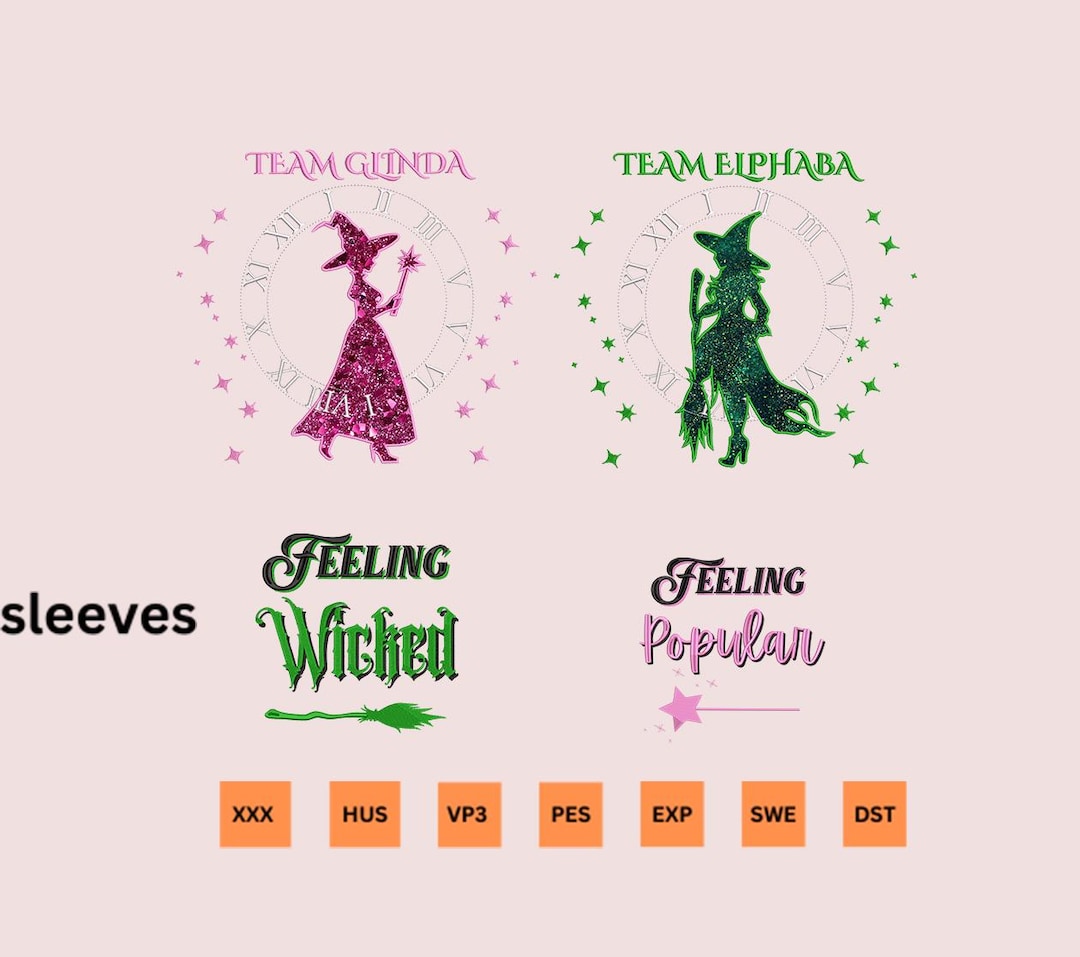 Wicked Embroidery Files, Elphaba Glinda Applique Embroidery Files ...
