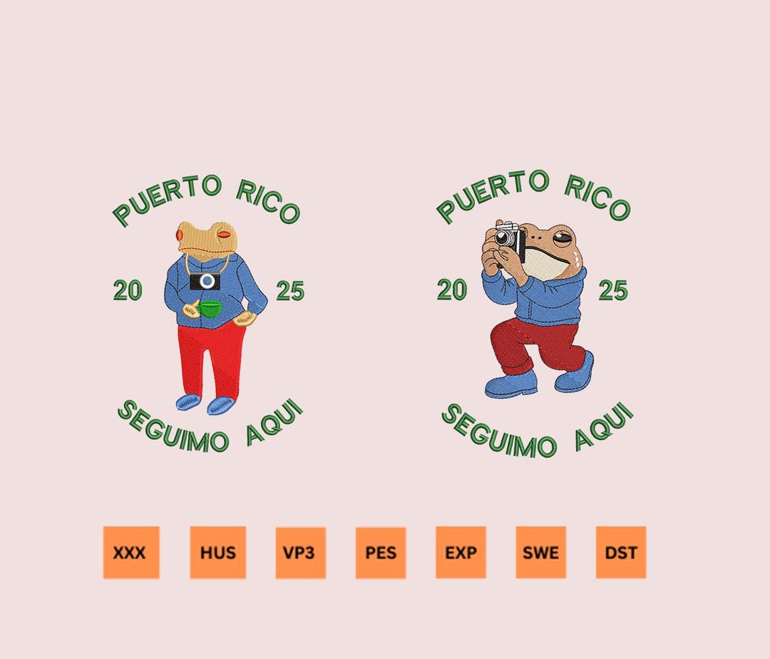 DTMF Puerto Rico Embroidey Files, DTMF Embroidery Design, Frog ...