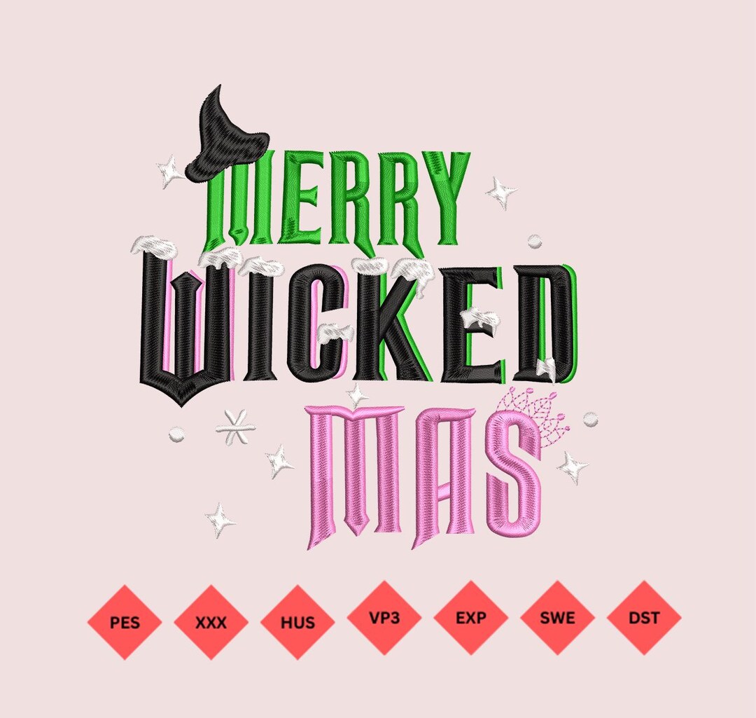 Merry Wicked Mas Embroidery Files, Elphaba and Glinda Embroidery Design ...