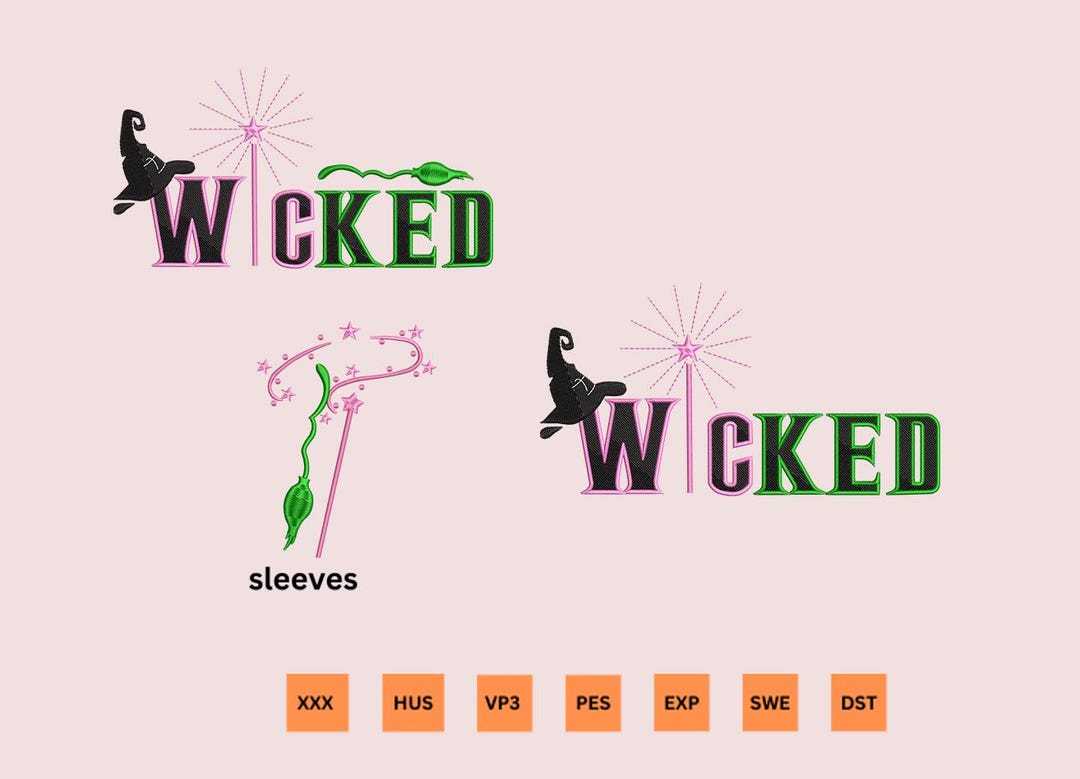 Wicked Logo Machine Embroidery Design File Wicked Movie Trendy Design ...