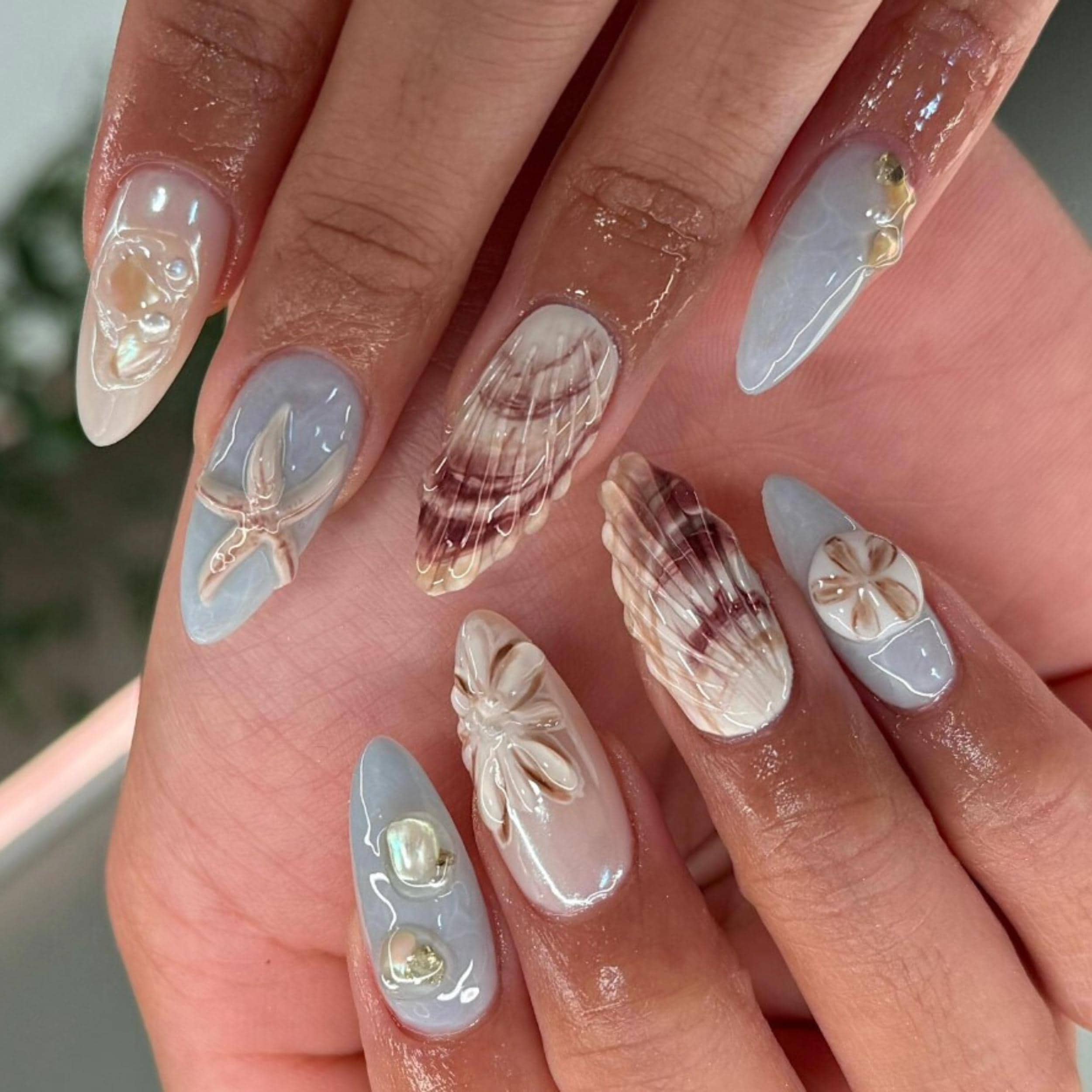 Ocean-inspired Designs With Flowers, Seashells, and Starfish, Handmade ...