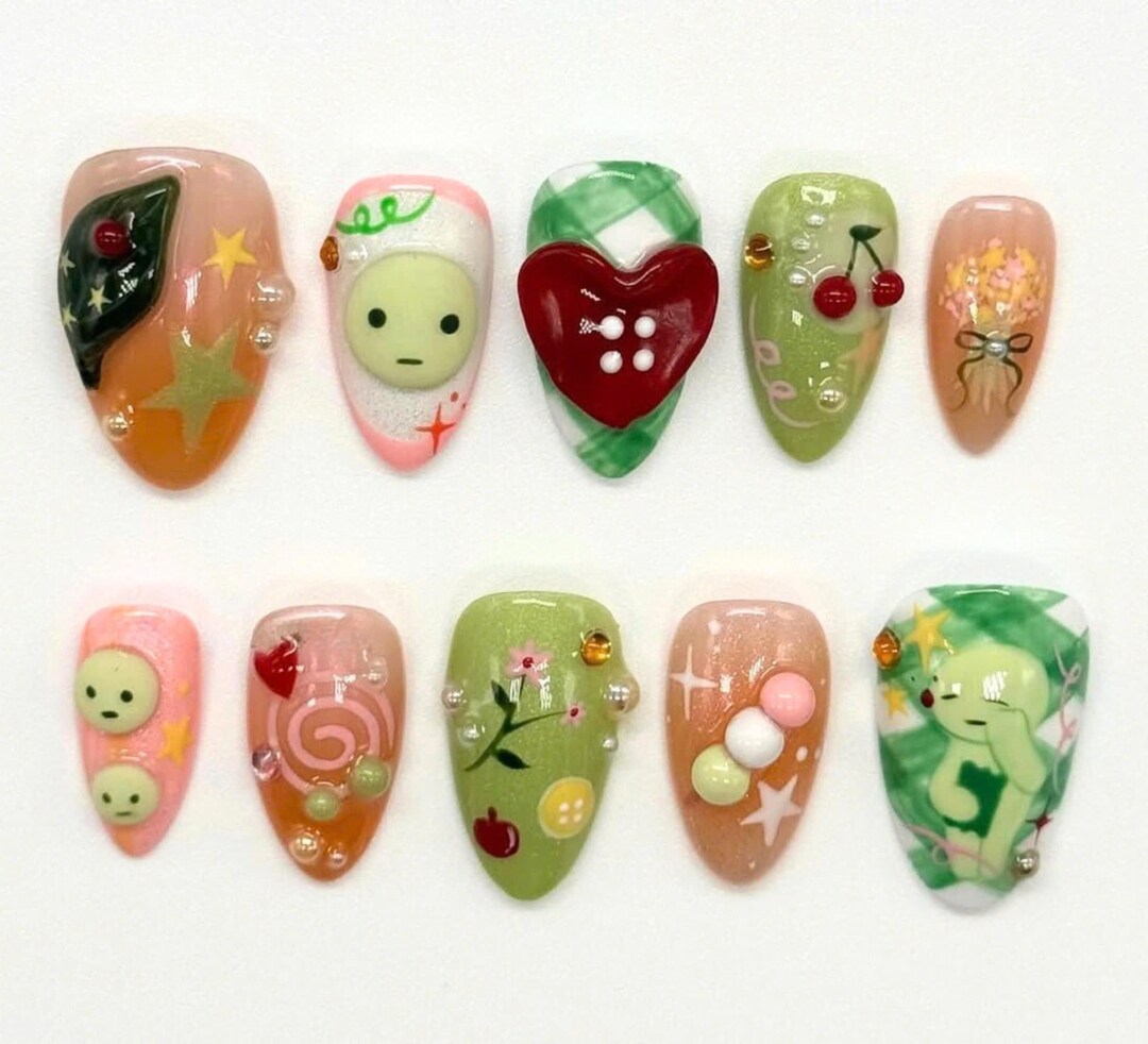Custom Kawaii Smiski Press on Nails, Smiski Star Nail Art, Playful Fun ...