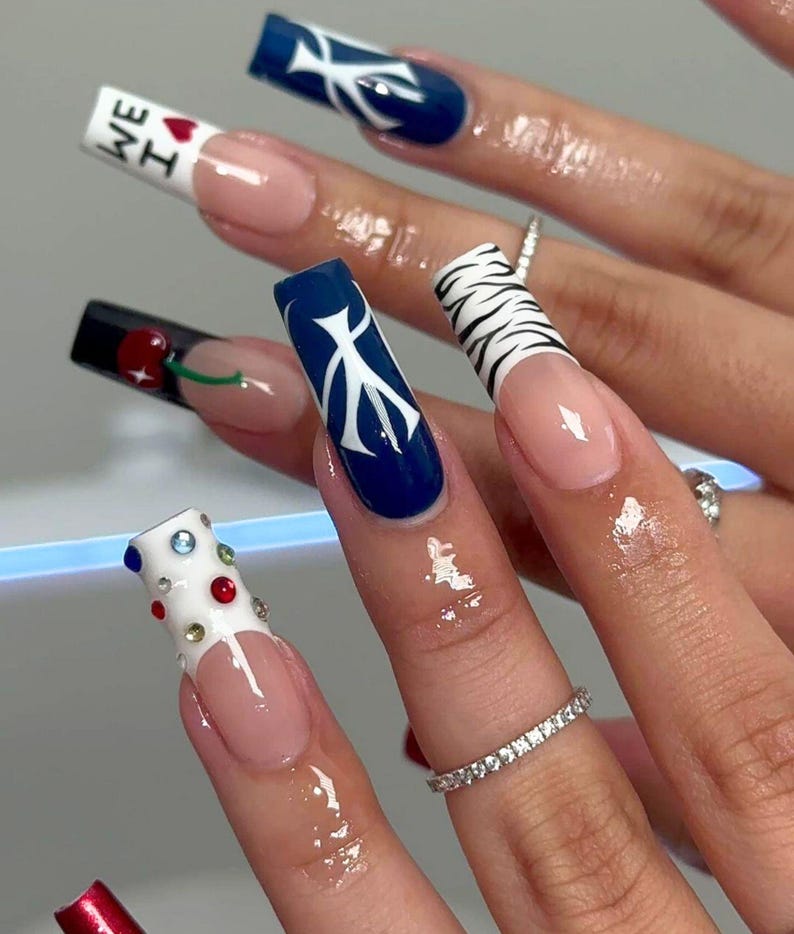 Love Me Nail Design Press on Nail, Long Square Fake Nail for Birthday ...