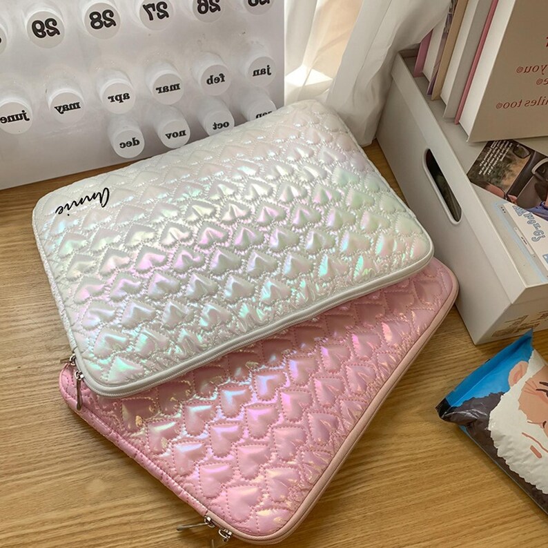 Custom Classic Pink Heart Colors Laptop Bag, 14inch iPad Air Pro Case ...