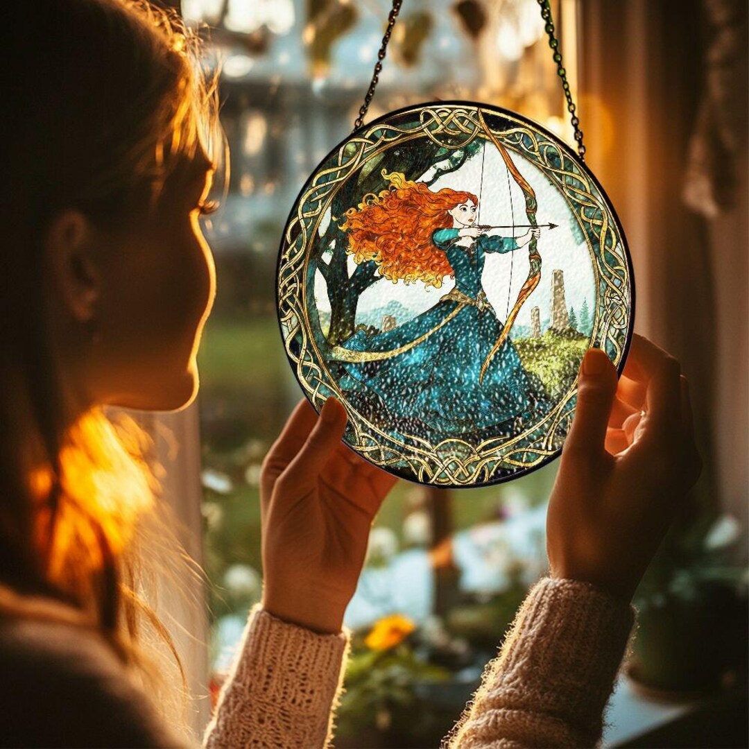 Merida Suncatcher Stained Glass, Merida Princess Suncatcher, Disney ...