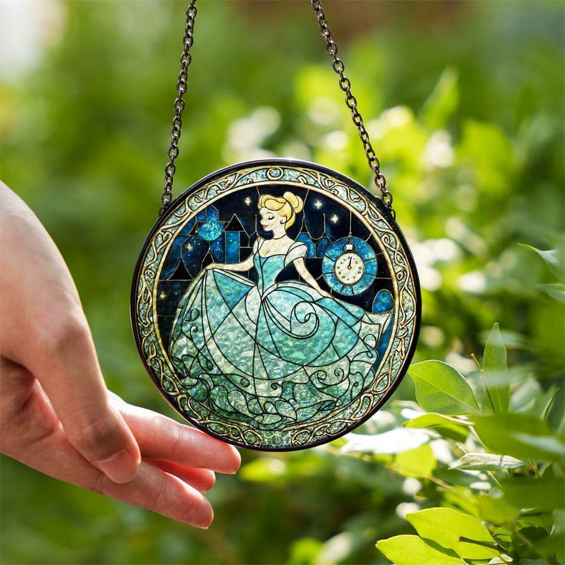 Cinderella Suncatcher Stained Glass, Cinderella Princess Suncatcher ...