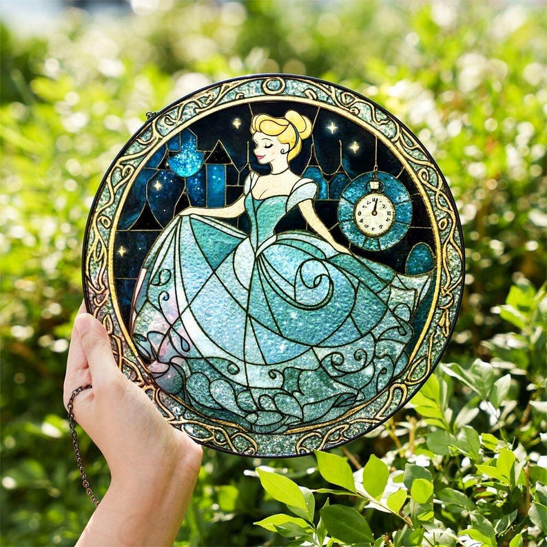 Cinderella Suncatcher Stained Glass, Cinderella Princess Suncatcher ...