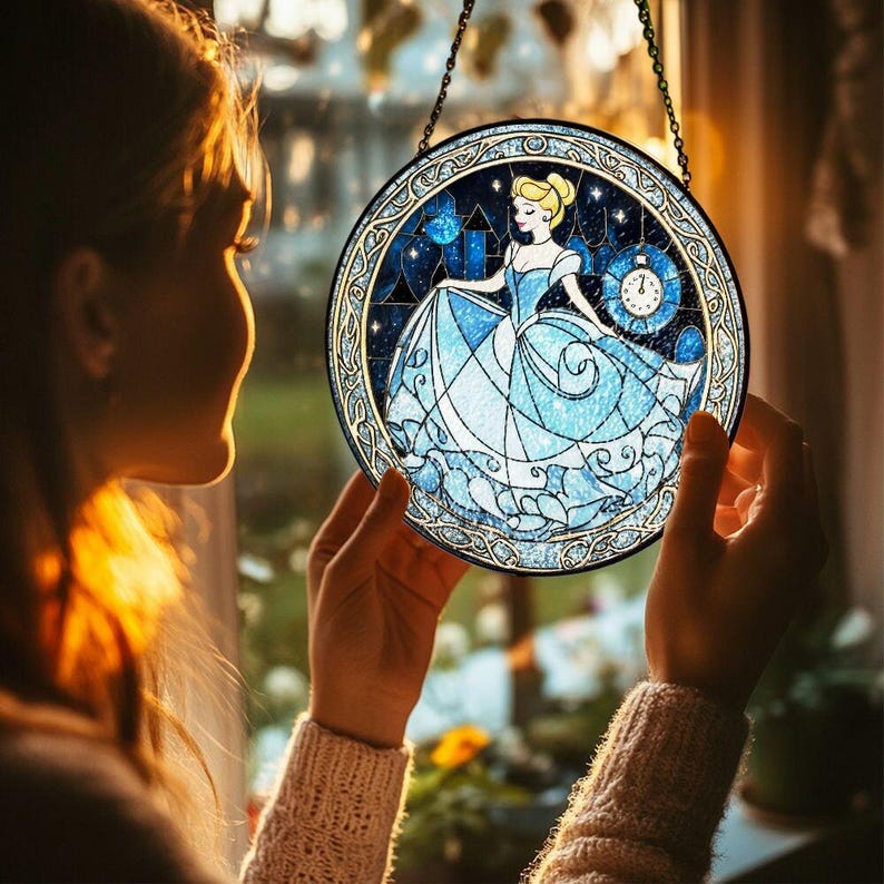 Cinderella Suncatcher Stained Glass, Cinderella Princess Suncatcher ...