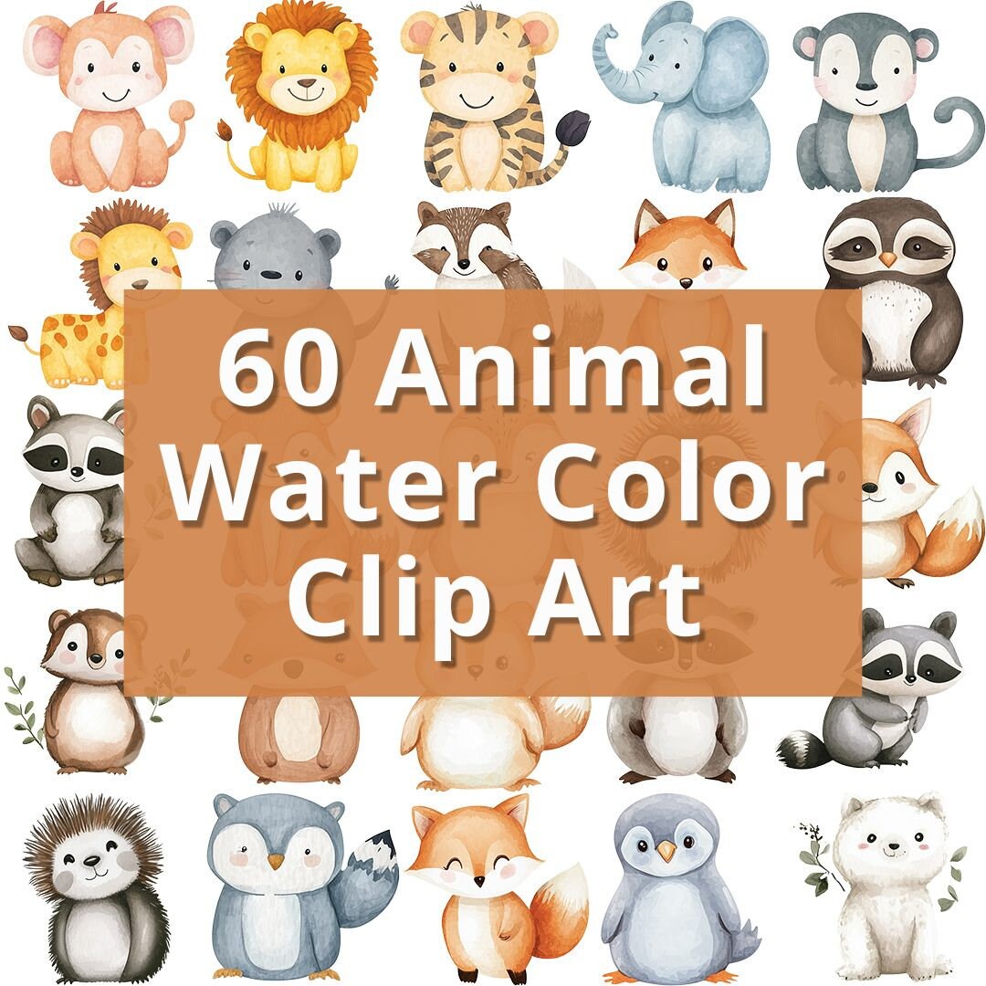 60 Safari Animal Water Color , Baby Shower Files,digital Prints ...