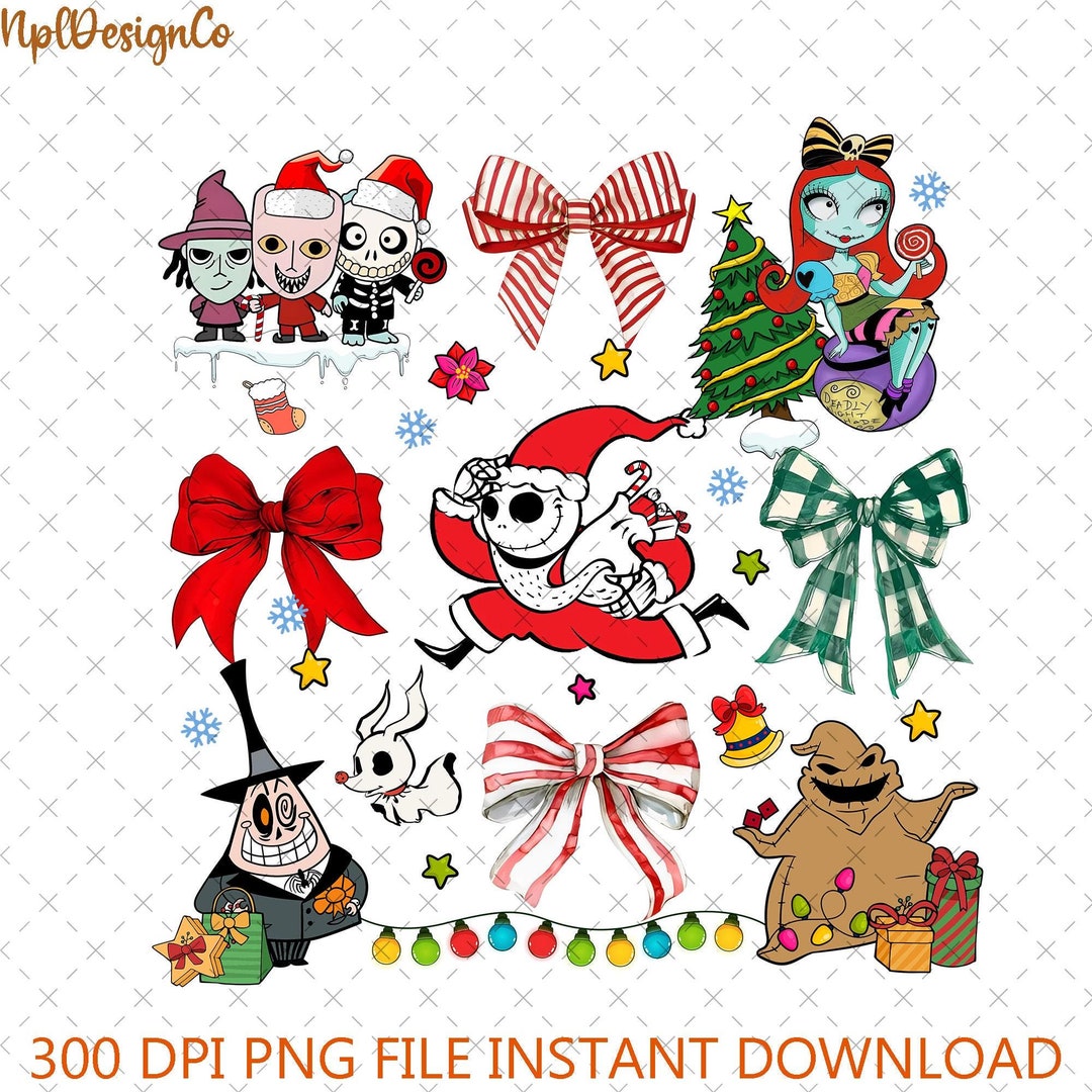 Coquette Bow Nightmare Christmas Halloween Png, Nightmare Horror Movies ...