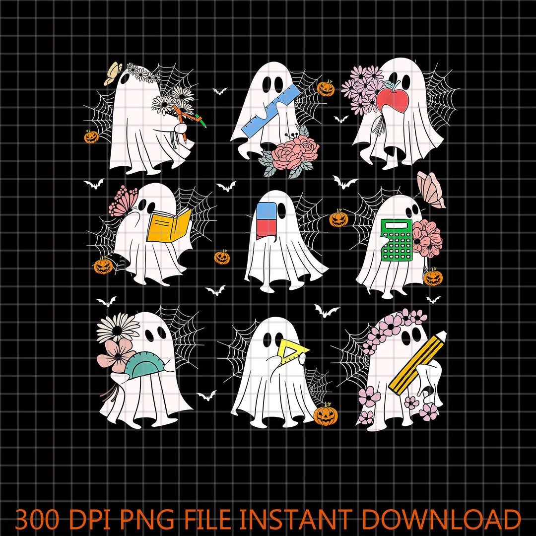 Halloween Ghost Math Teacher Png, Math Teacher Halloween Png, Spooky ...
