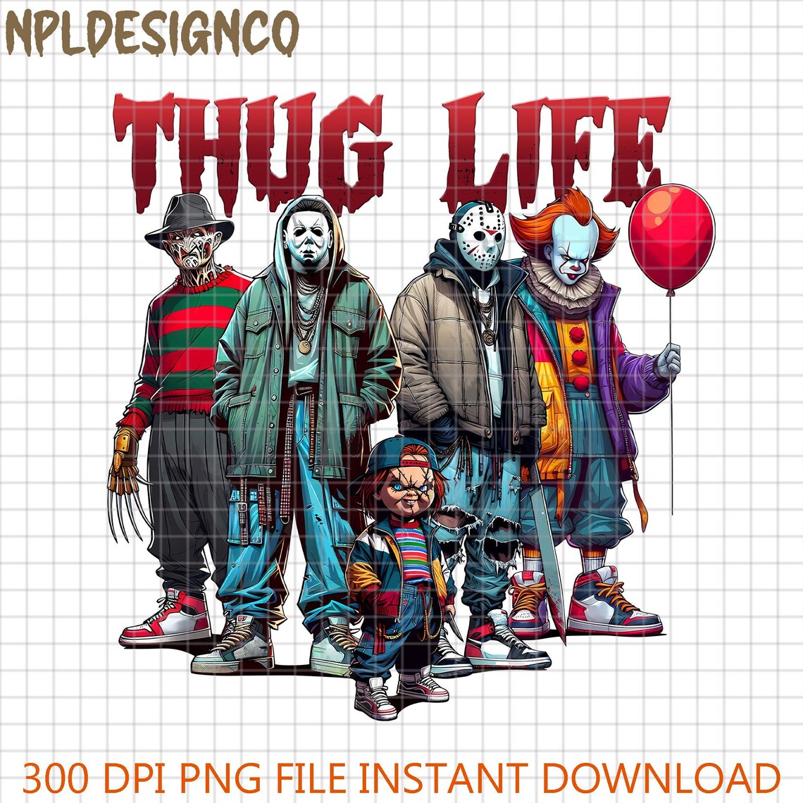 Thug Life Horror Characters Halloween Png, Scary Halloween Png, Horror ...