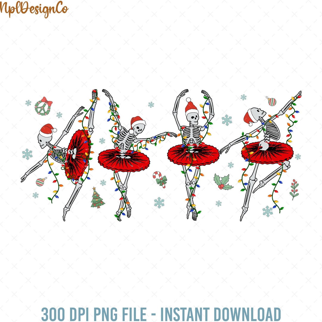 Dancing Skeleton Ballet Christmas Png, Ballerina Skeleton X-mas Png ...