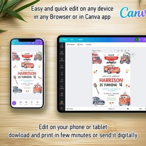 Printable Cars Invitation, Lightning Mcqueen Invite, Birthday Party ...