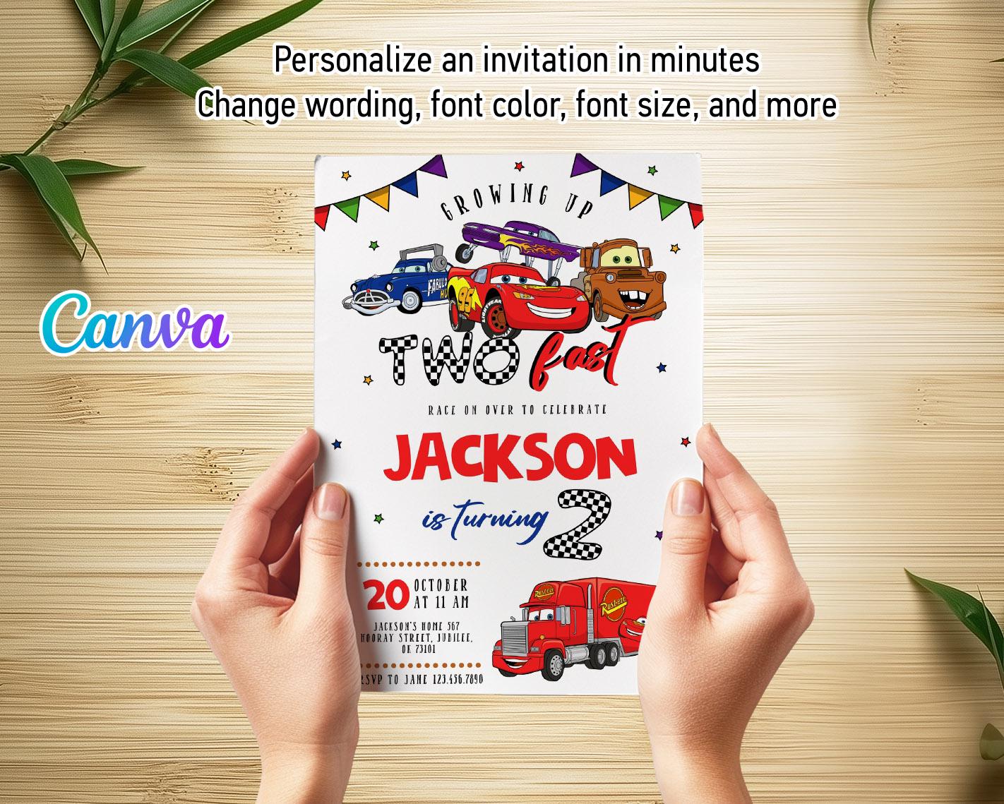 Printable Cars Invitation, Lightning Mcqueen Invite, Birthday Party ...