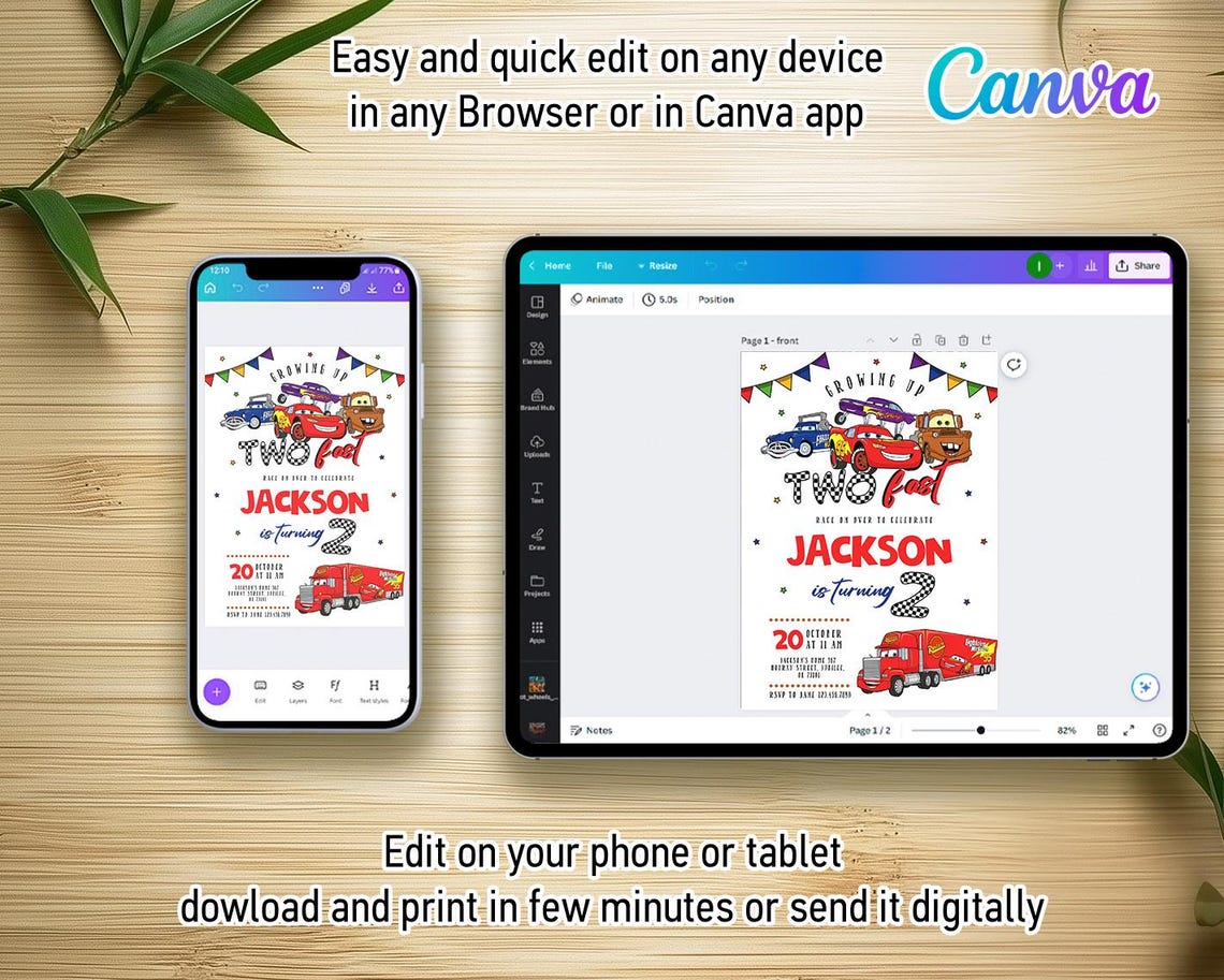 Printable Cars Invitation, Lightning Mcqueen Invite, Birthday Party ...