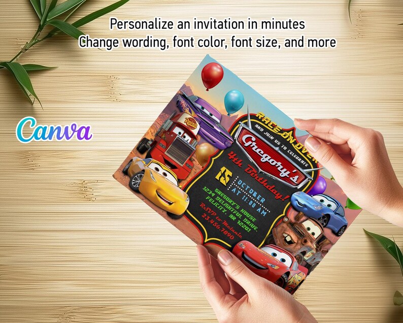 Printable Cars Invitation, Lightning Mcqueen Invite, Birthday Party ...
