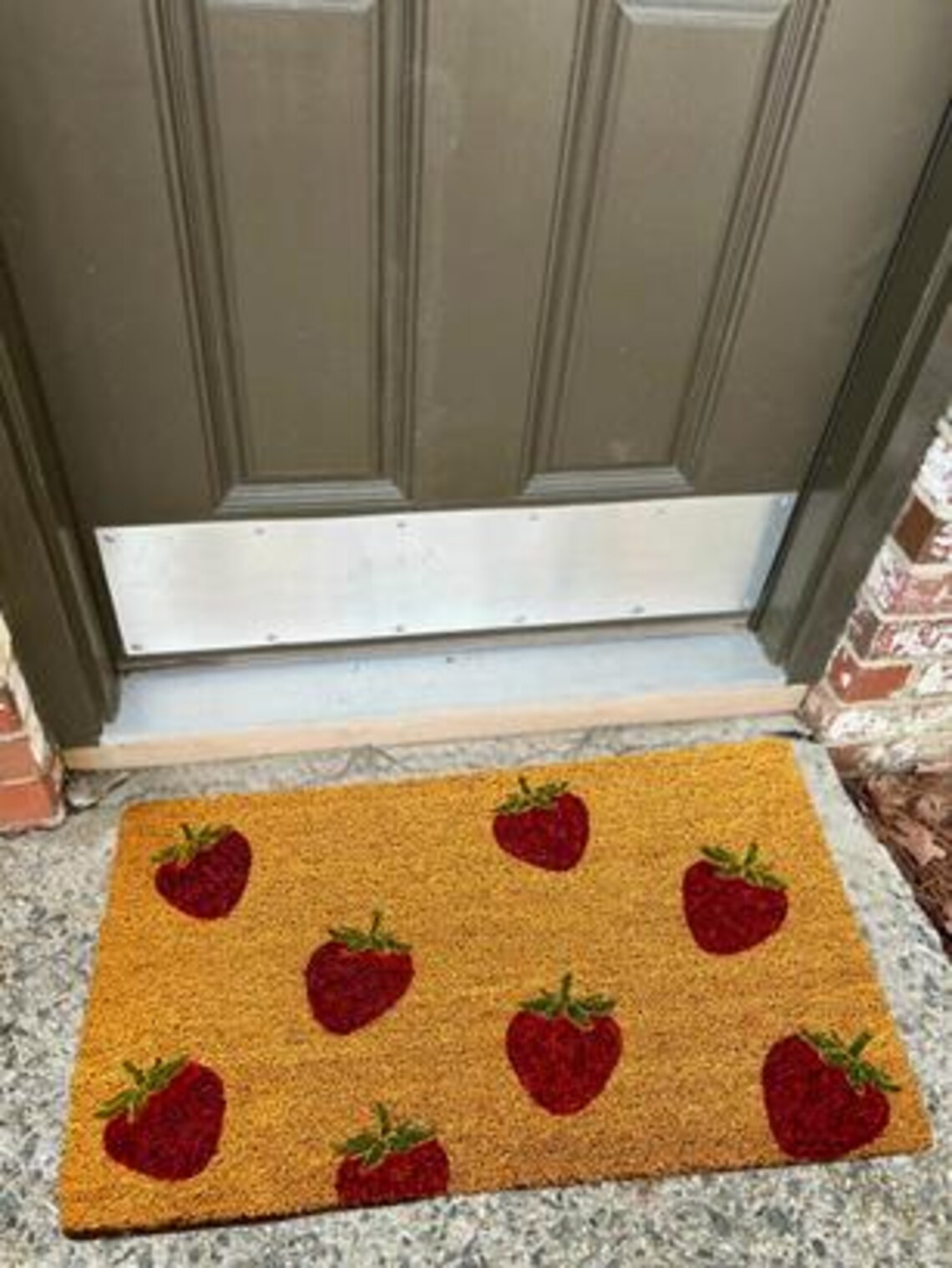 Strawberry Doormat - Cute Spring Summer Welcome Mat, Girly Fruit Coir ...