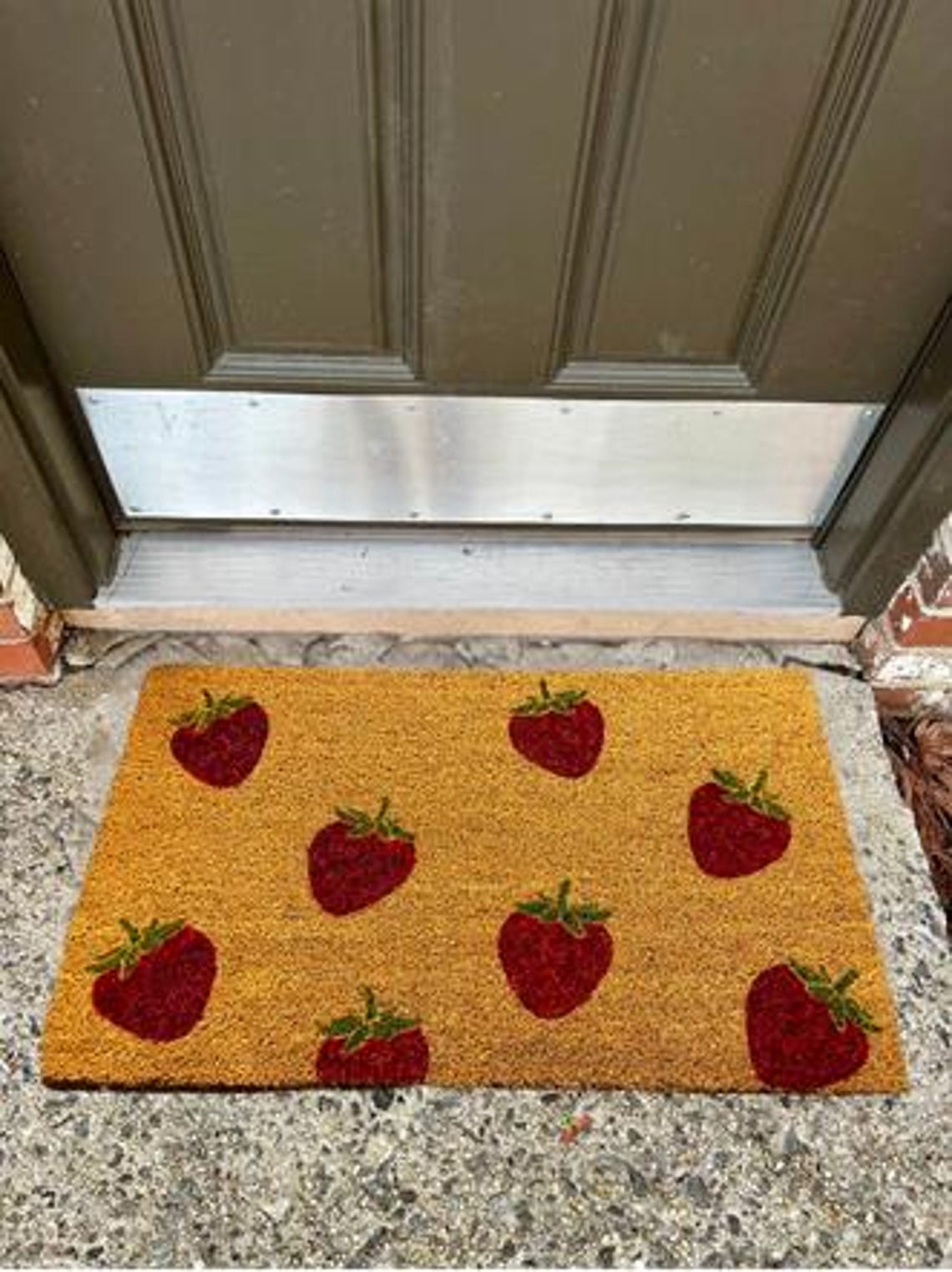 Strawberry Doormat - Cute Spring Summer Welcome Mat, Girly Fruit Coir ...