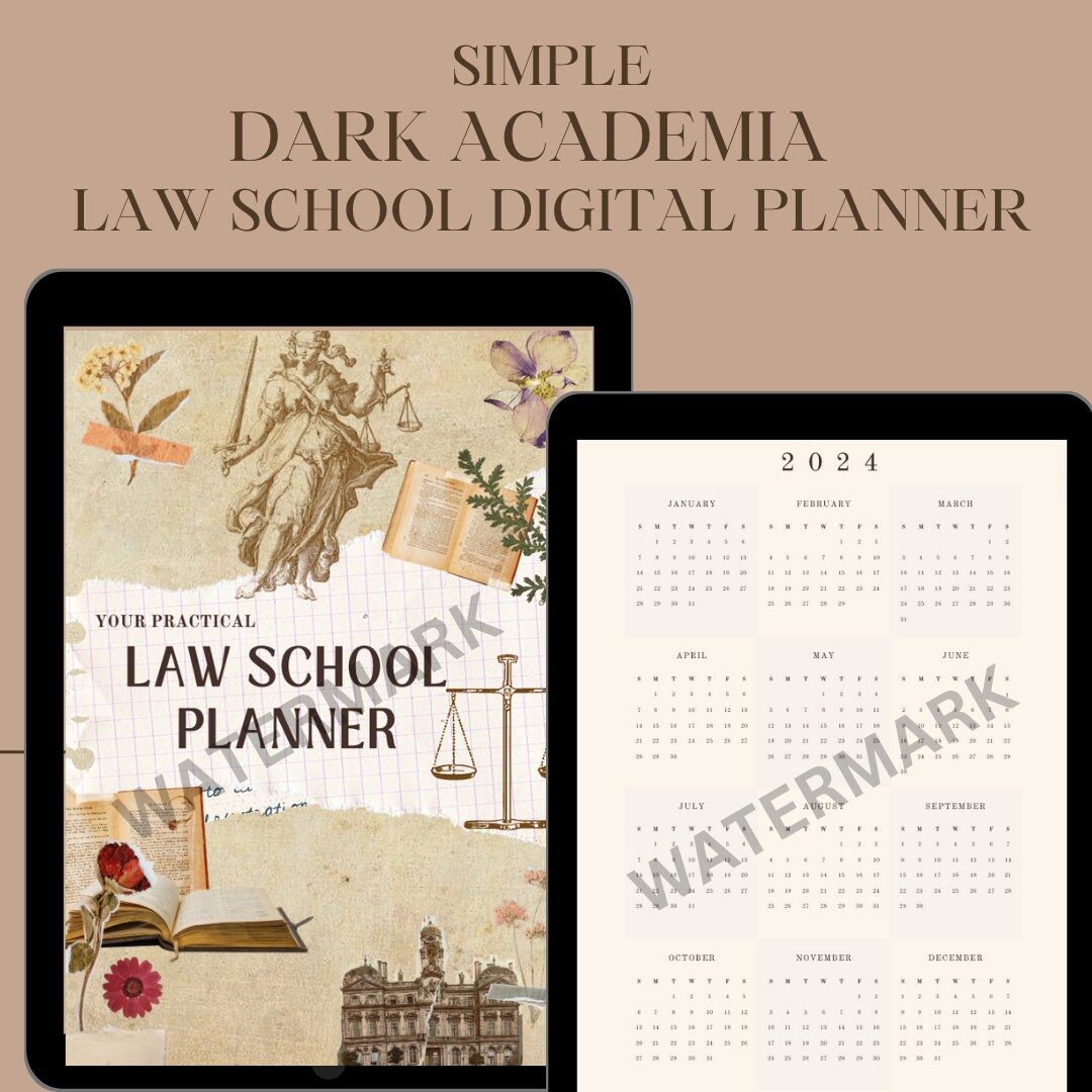 Practical Dark Academia LAW SCHOOL Digital Planner, 2024-2025 School ...