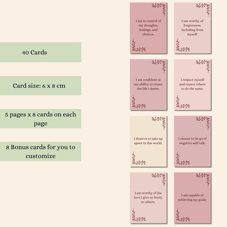 Affirmation Cards, Positive Quote Flash Cards, Affirmations Cards, Self ...