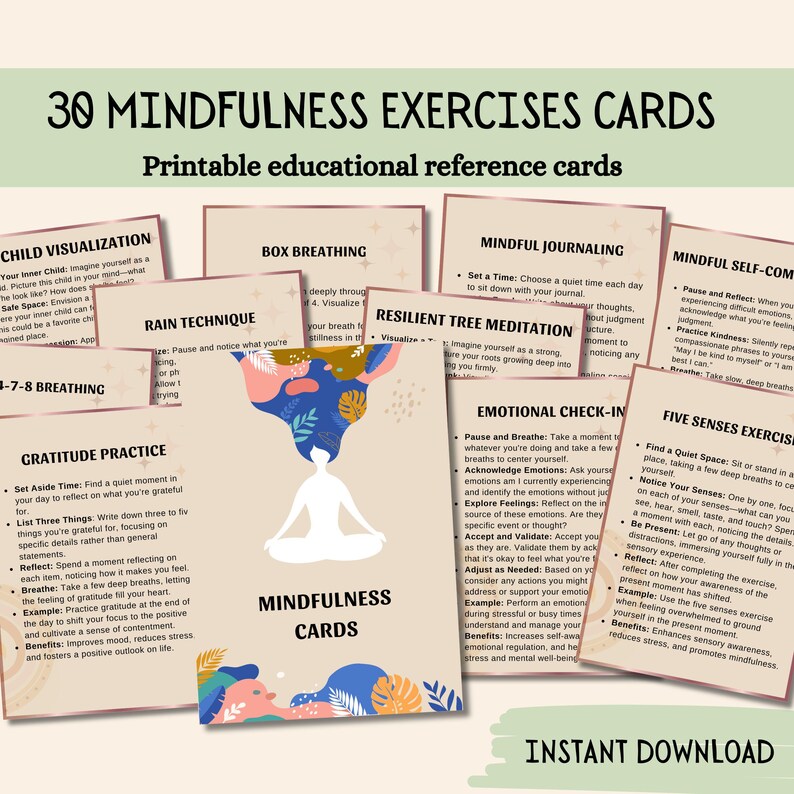 Mindfulness Exercise Cards Pdf Breathing Exercises Self-regulation ...