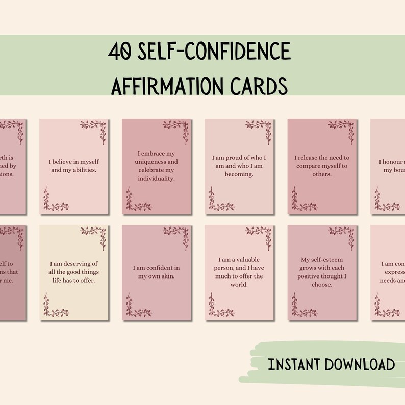 Affirmation Cards, Positive Quote Flash Cards, Affirmations Cards, Self ...